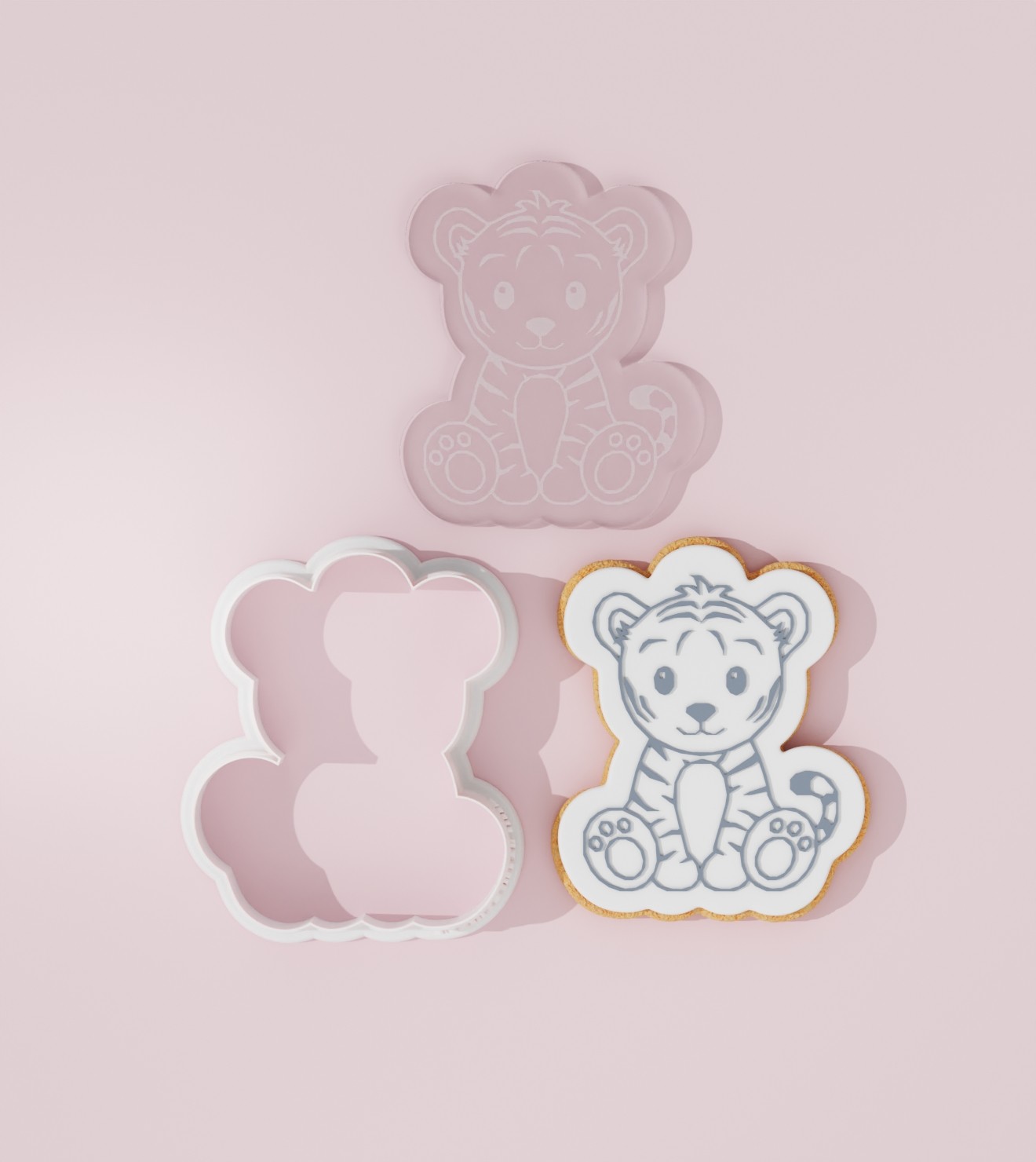 Tiger Embosser Stamp with Cookie Cutter Set
